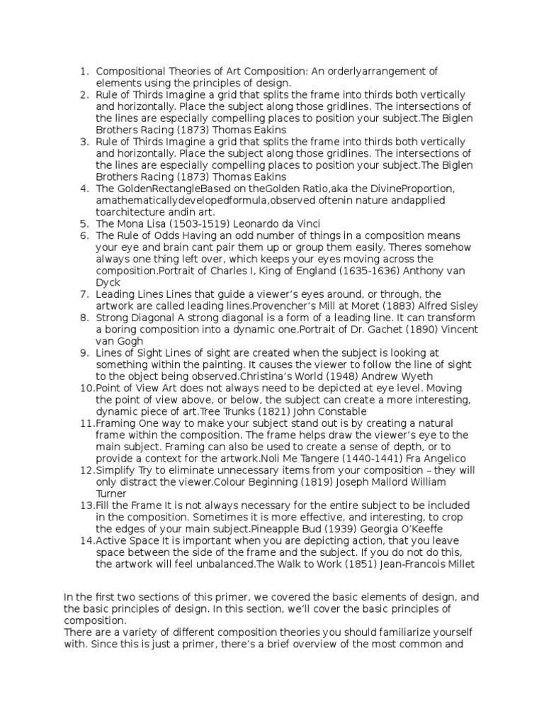Compositional Theories of Art Composition | PDF | Composition (Visual ...