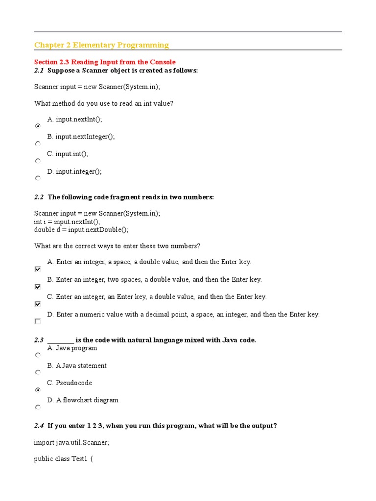Chapter 2 Elementary Programming | PDF