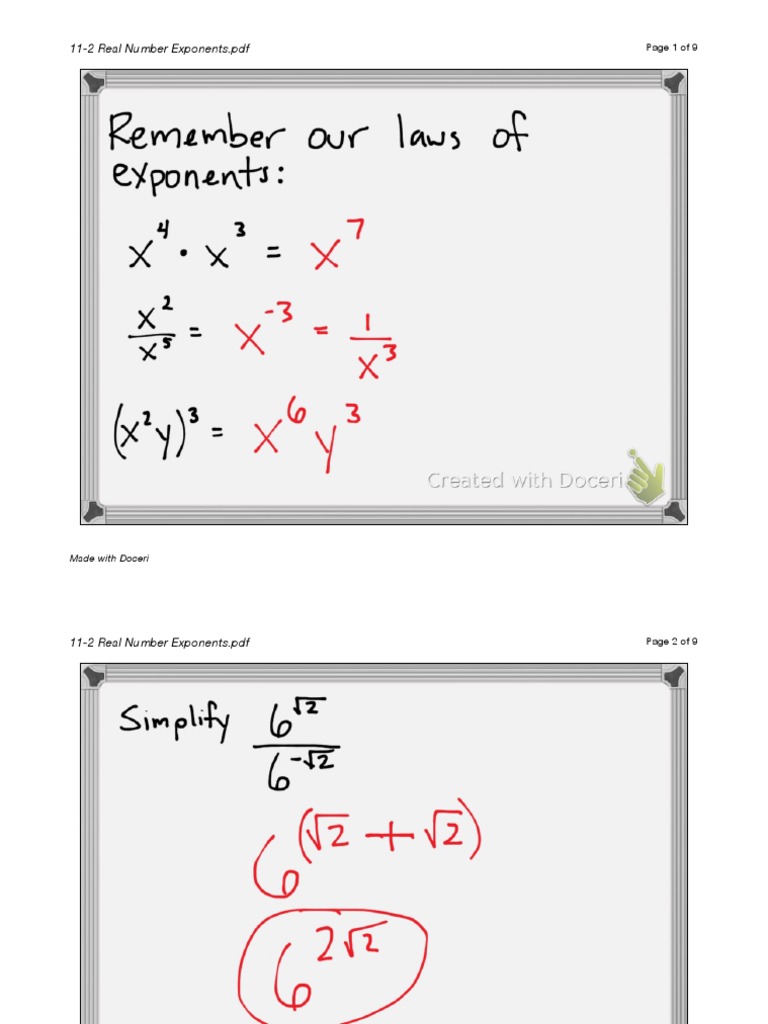 11-2 Real Number Exponents | PDF | Computing And Information Technology