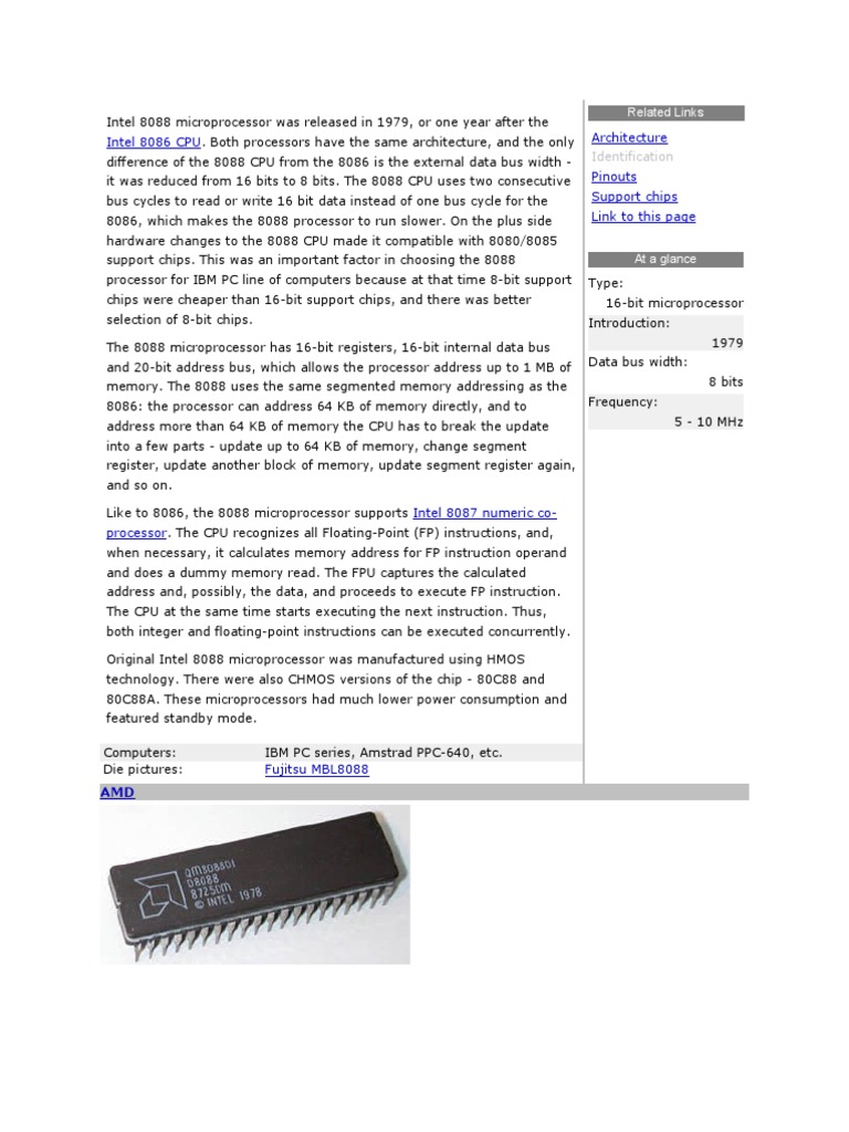 Intel 8086 CPU Architecture Pinouts Support Chips Link To This Page ...