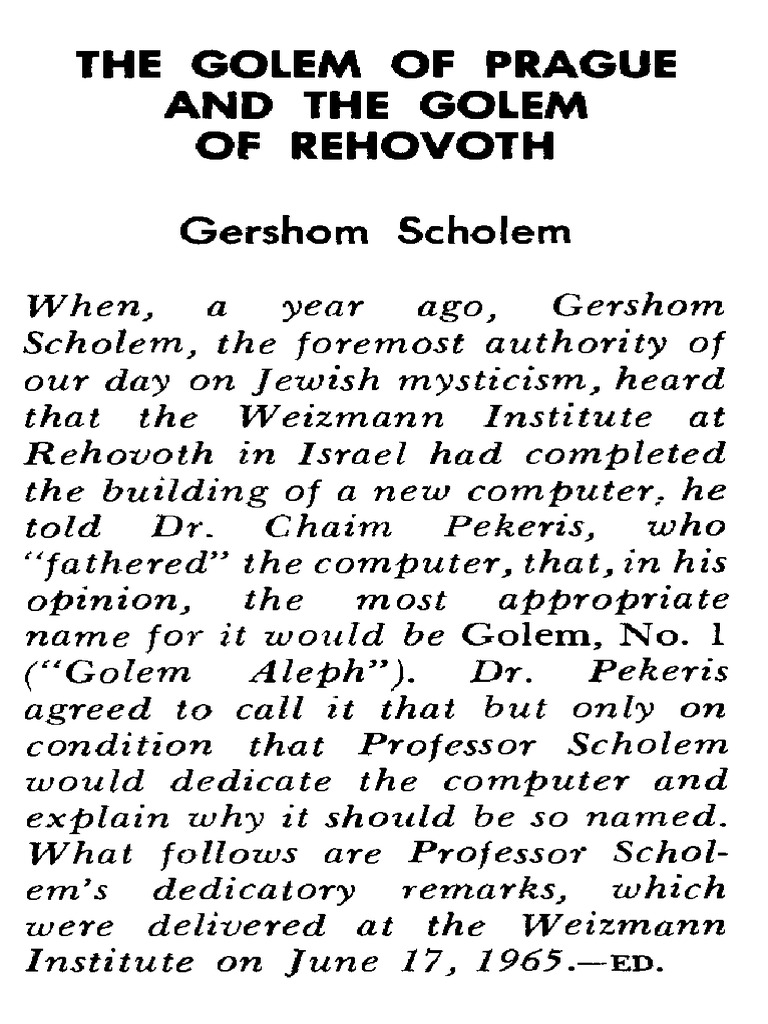 The Golem of Prague and Rehovoth | PDF | Young Adult