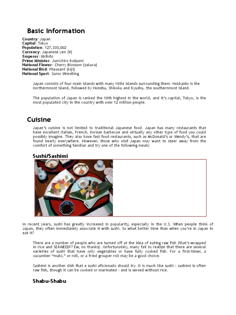 Japan 2 | PDF | Cuisine | Food And Drink