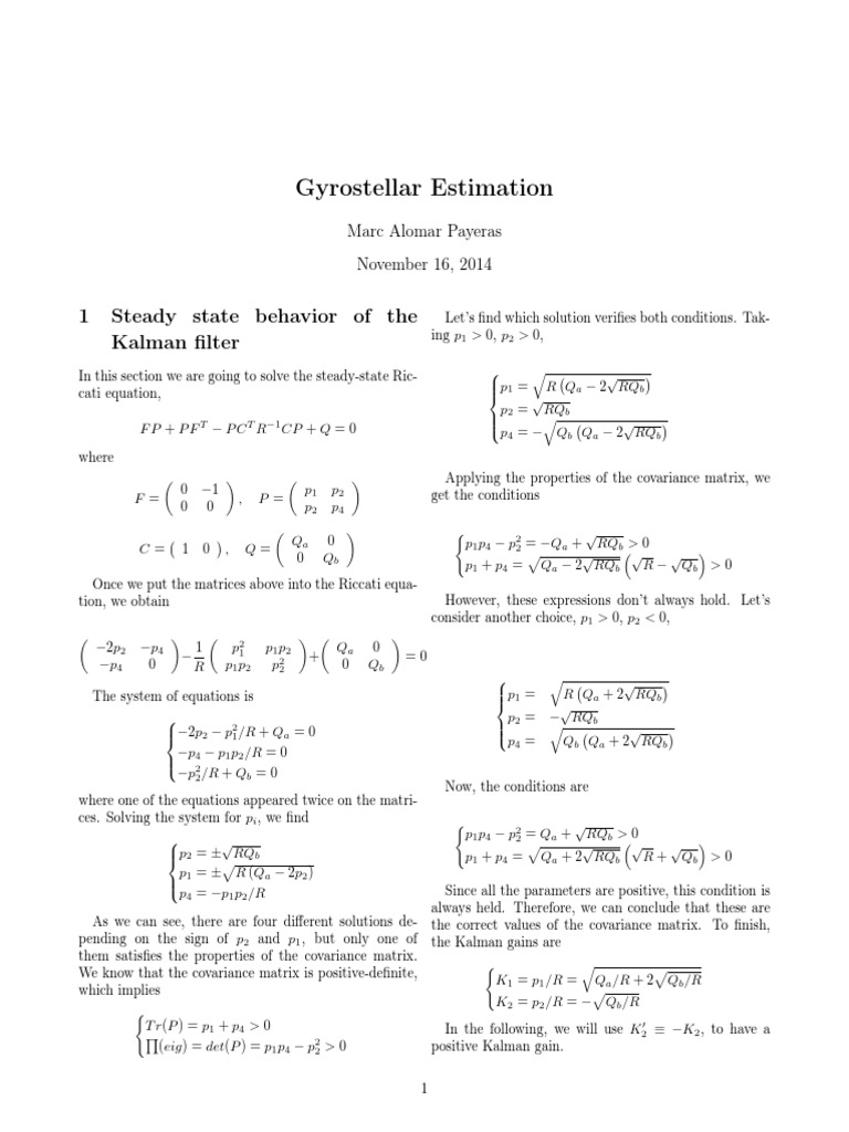 Gyrostellar Estimation | PDF | Kalman Filter | Applied Mathematics