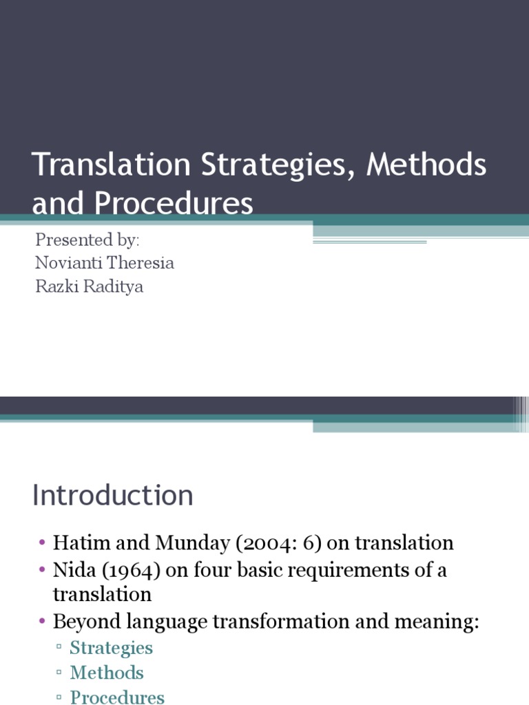 Translation Strategies and Methods Overview | PDF | Career & Growth ...