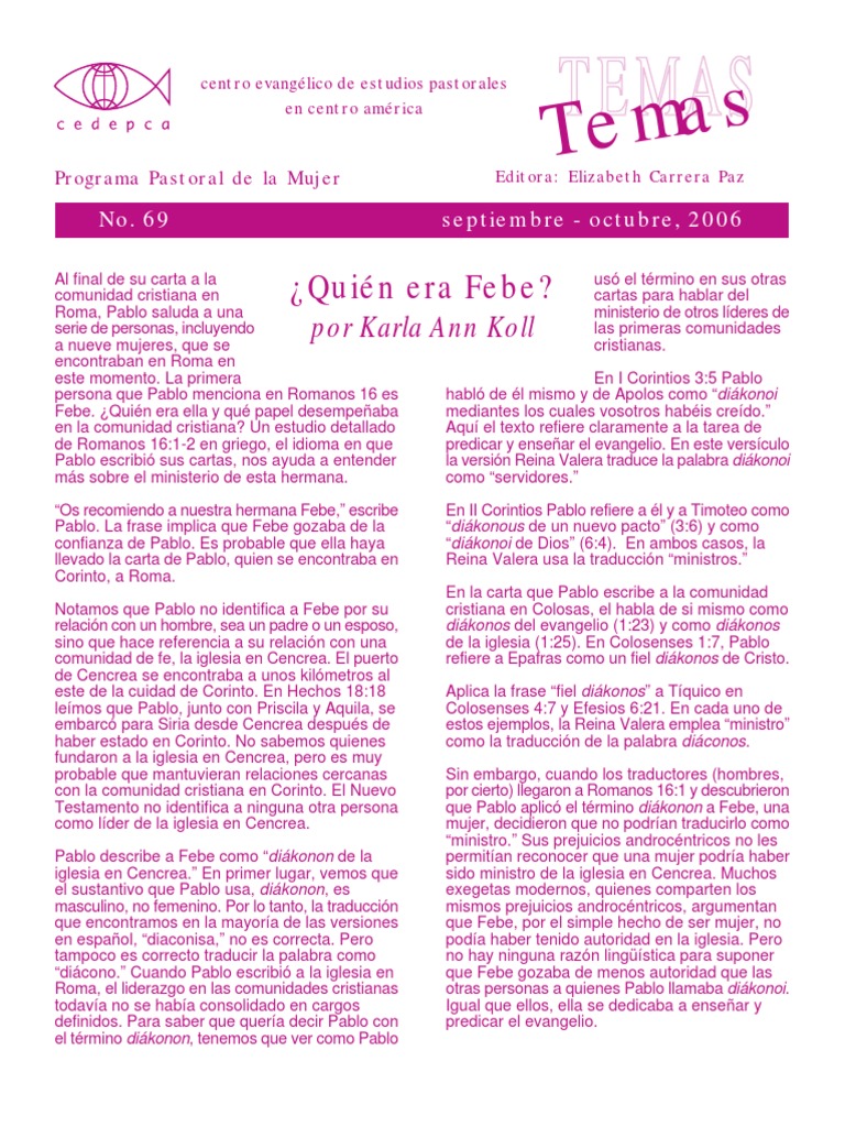 69 Quién Era Febe | PDF | Pablo el apóstol | Traducciones