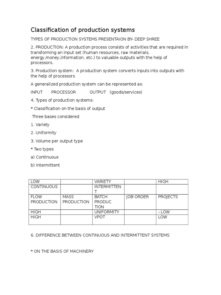 Types of Production Systems | PDF | Operations Management | Scheduling ...