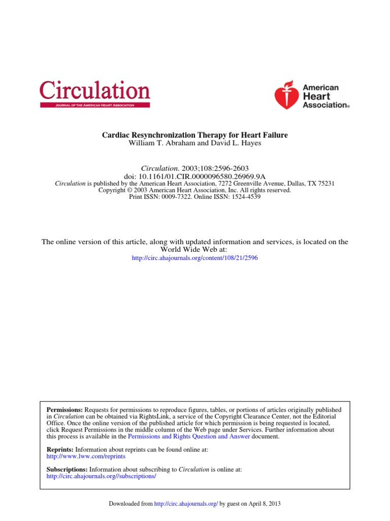 Cardiac Resynchronization Therapy For Heart Failure: William T. Abraham ...