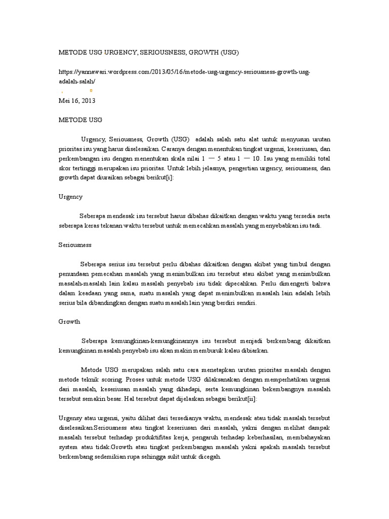Metode USG | PDF | Karier & Perkembangan | Bisnis