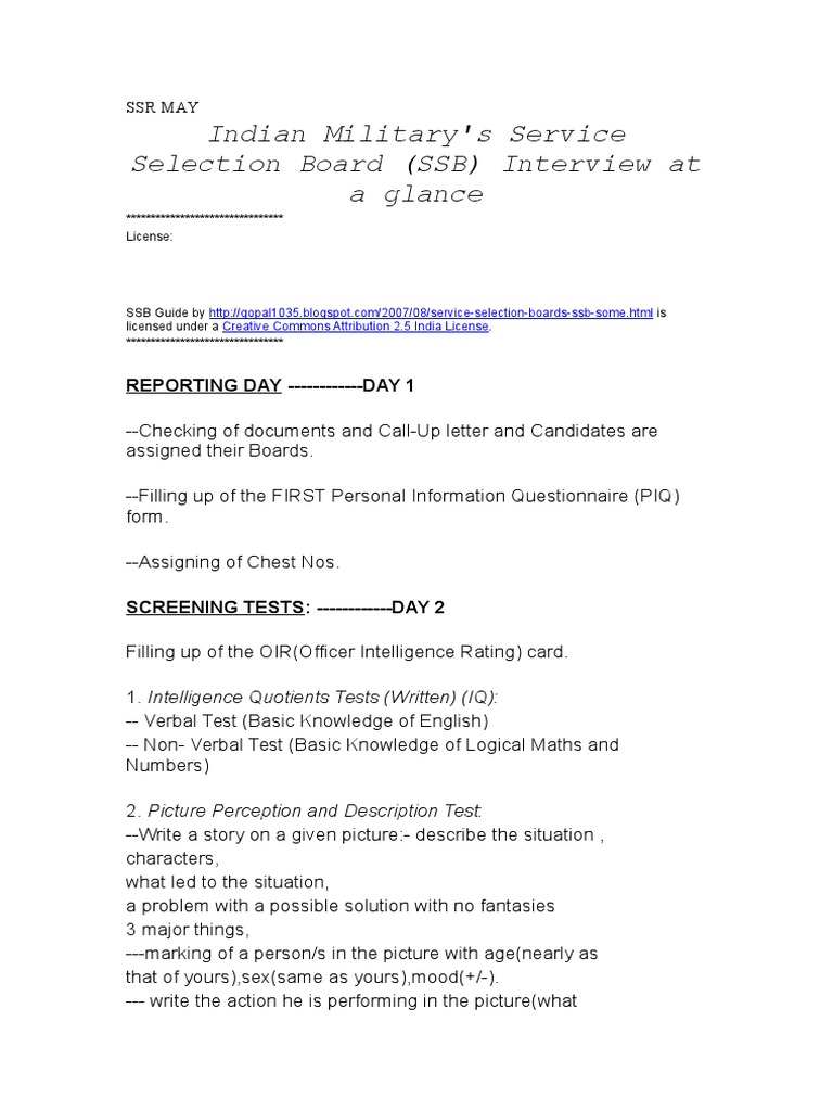 Interview SSB | PDF | Tests | Psychology