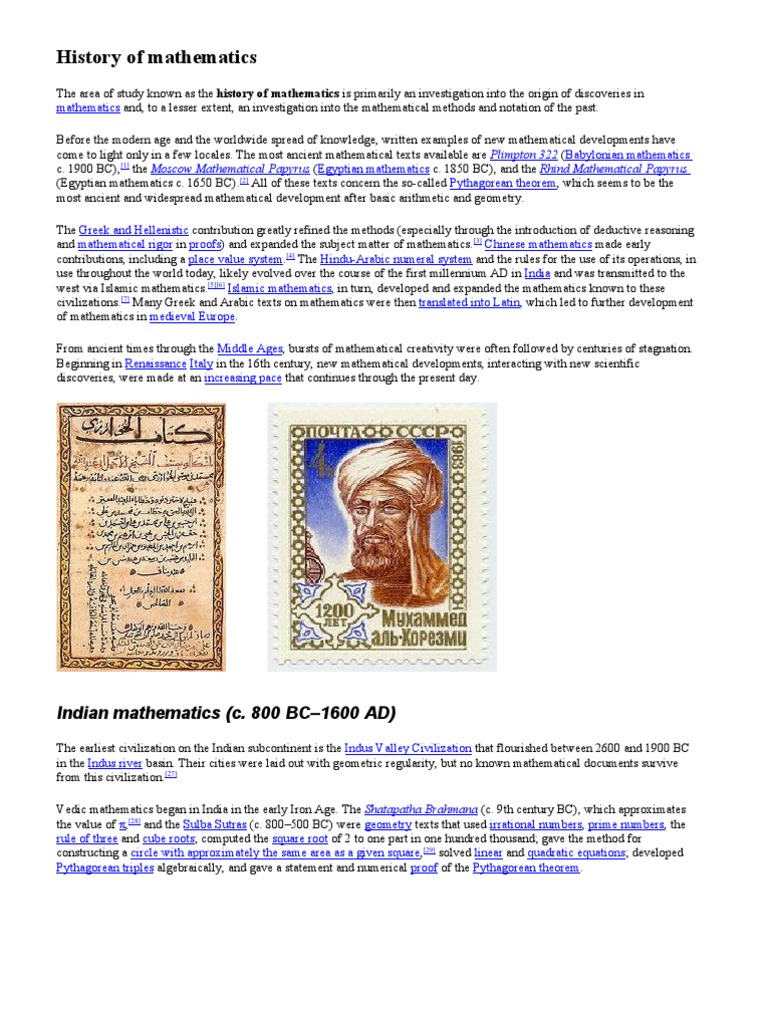 History of Mathematics | PDF | Teaching Mathematics | Algebra
