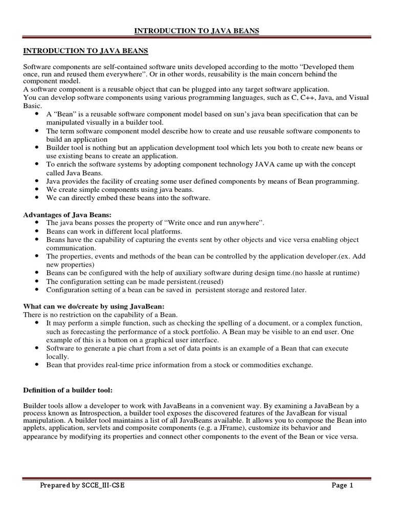 Introduction To Java Beans | PDF