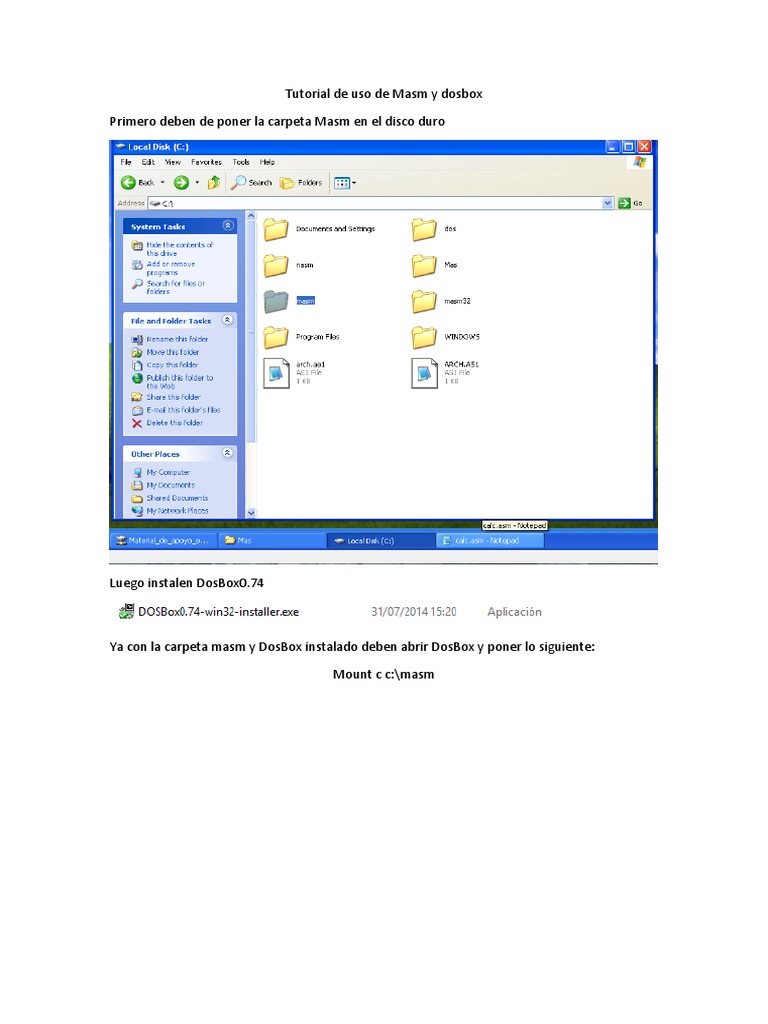 Tutorial Masm y DosBox: Guía Rápida | PDF