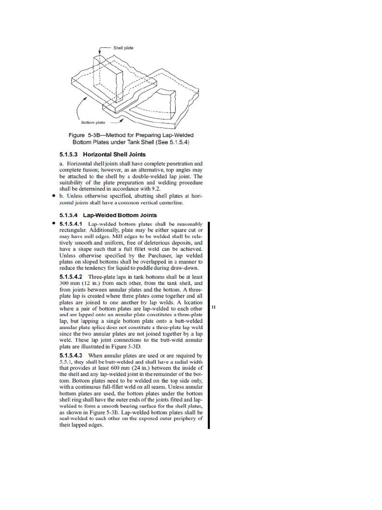API 650 - Lap Welded Bottom Plate Under Shell | PDF