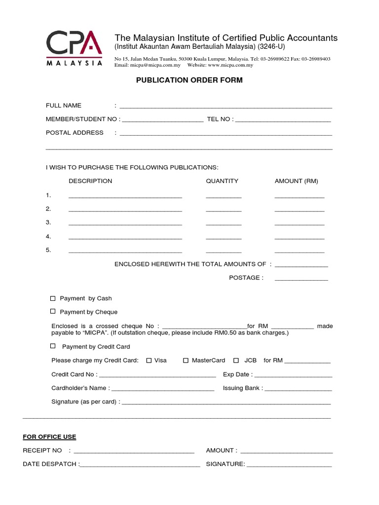 MICPA Publication Order Form | PDF