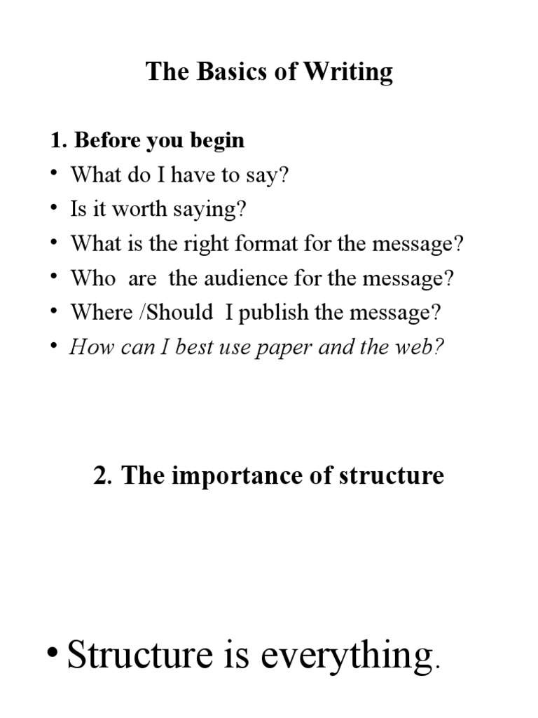 The Basics of Writing: 1. Before You Begin | Download Free PDF ...