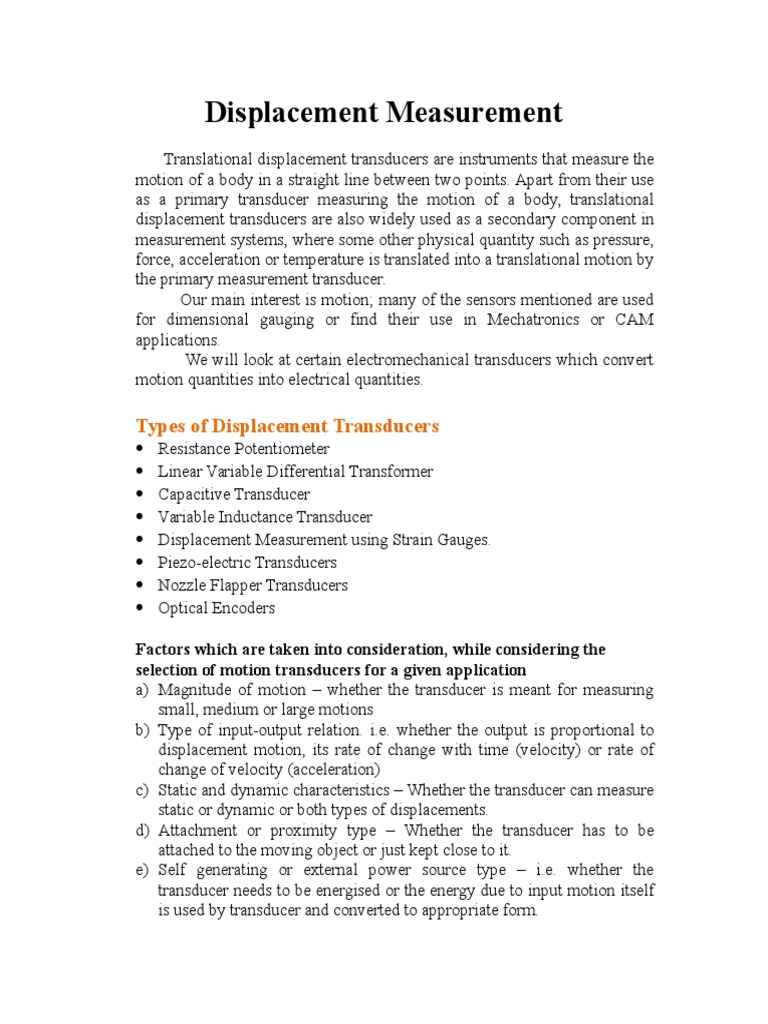 Displacement Measurement | PDF | Capacitor | Dielectric