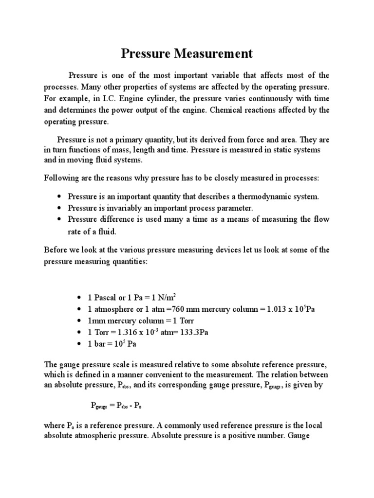 Pressure Measurement | PDF | Pressure Measurement | Capacitor