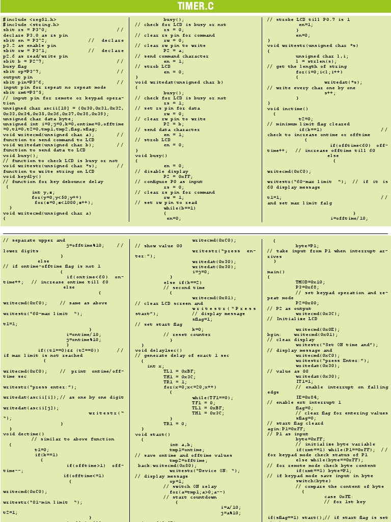 A86 Source Code Programmable Industrial On Off Timer With RF Remote | PDF | Control Flow ...