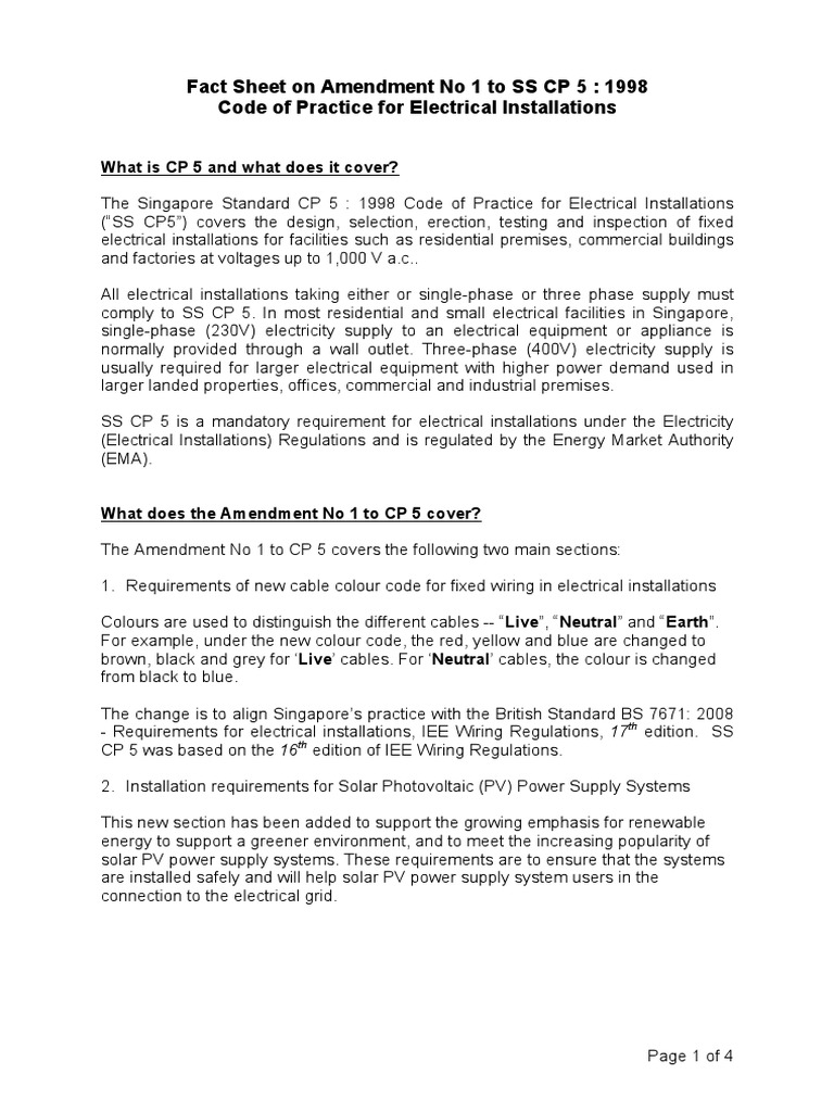 CP5 Amendment 1 27 Feb 2009 Fact Sheet | Electrical Wiring ...
