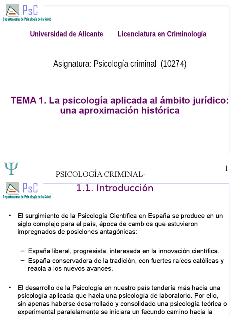 Historia de la Psicología Criminal en España | PDF | Criminología | Delito