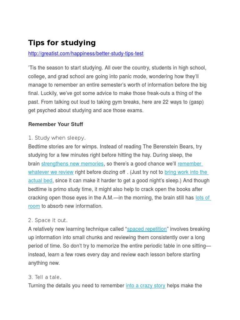 Tips For Studying | PDF