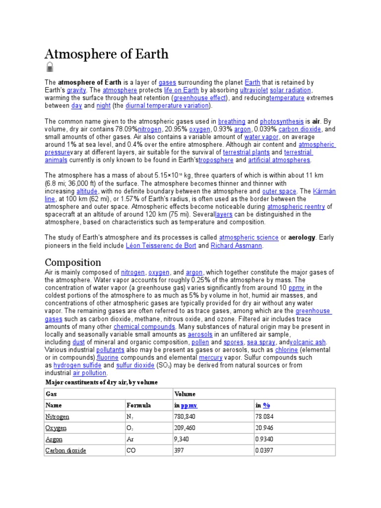 Atmosphere of Earth | PDF | Troposphere | Atmosphere Of Earth