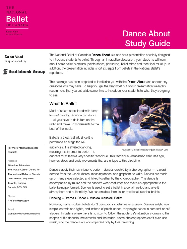 National Ballet-STUDY GUIDE, Dance About | PDF | Ballet | Dances
