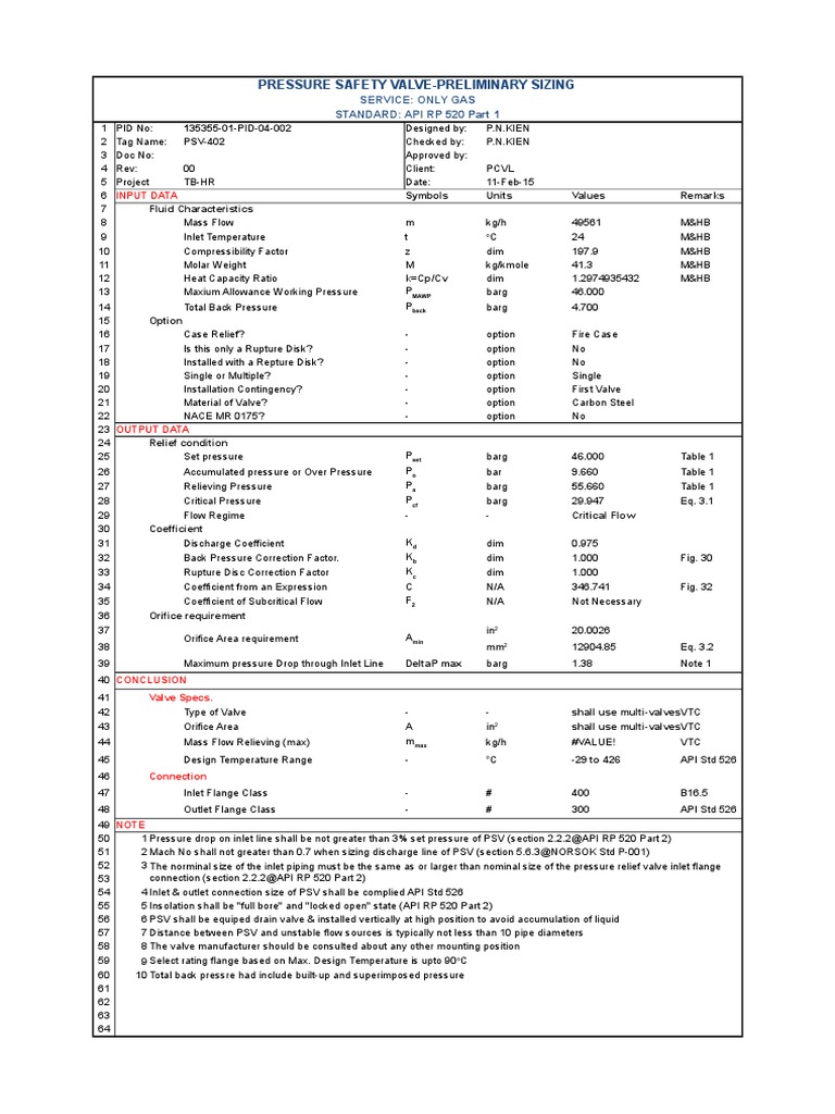 PSV Sizing | Download Free PDF | Valve | Pressure