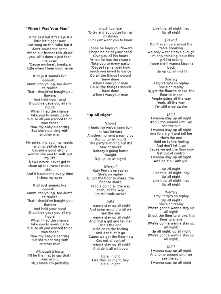 One Direction Songs | PDF | Entertainment (General) | Leisure