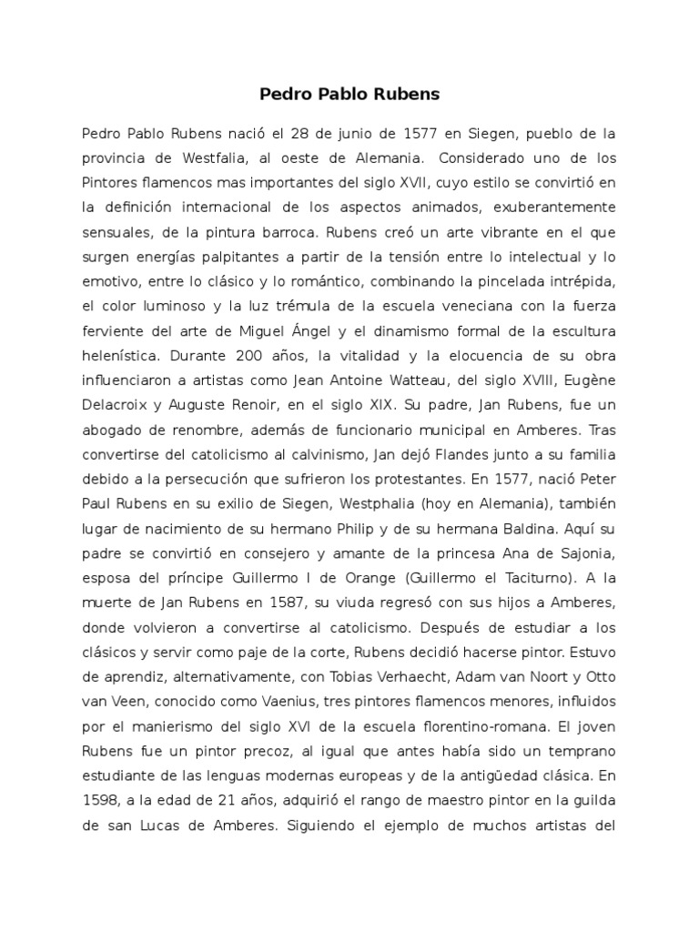Pedro Pablo Rubens | PDF | Peter Paul Rubens | Pinturas
