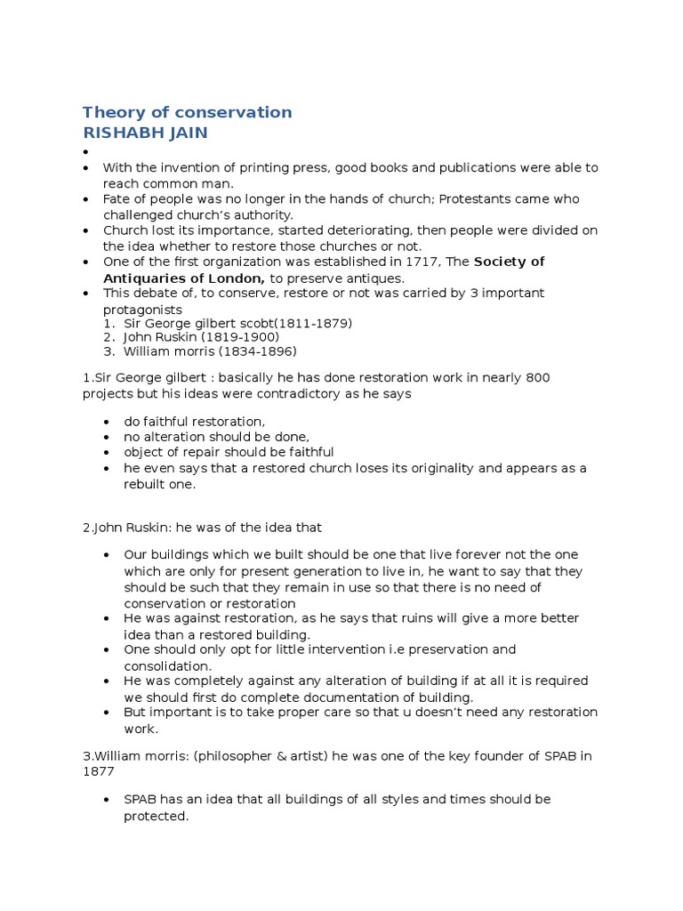 Theory Of Conservation Repair Over Restoration Pdf Science