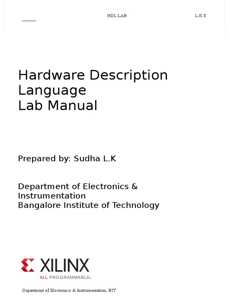 HDL Lab Manual VTU | PDF | Vhdl | Hardware Description Language