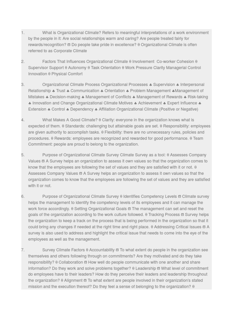 What Is Organizational Climate | PDF | Leadership | Competence (Human ...