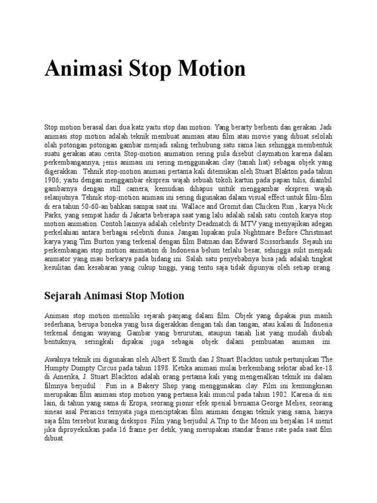 Animasi Stop Motion | PDF