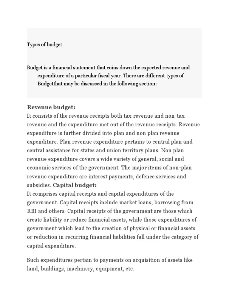 Types Of Budget PDF Expense Budget