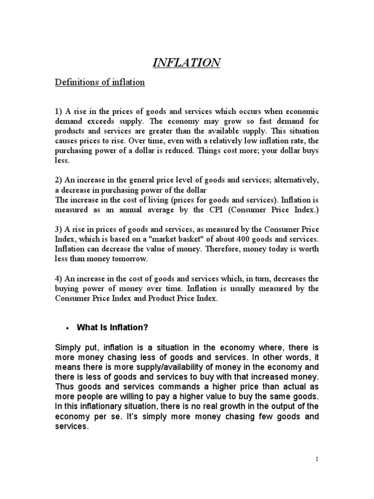 Definitions of Inflation | PDF | Money Supply | Inflation