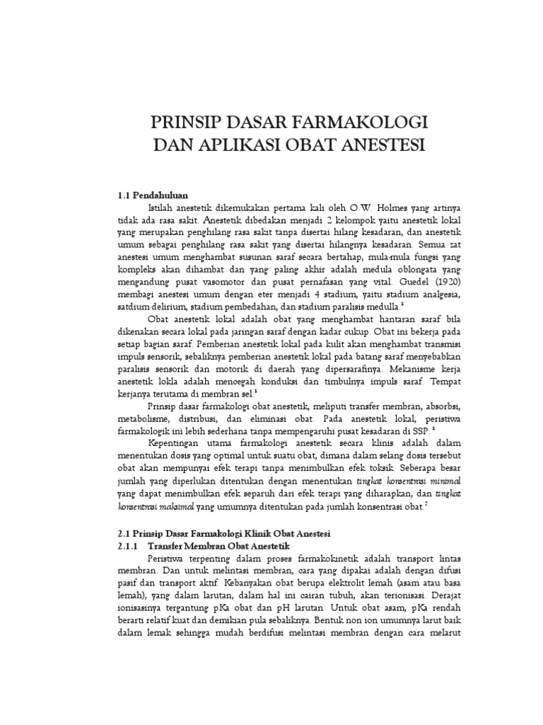 Farmakologi Obat-Obat Anestesi | PDF