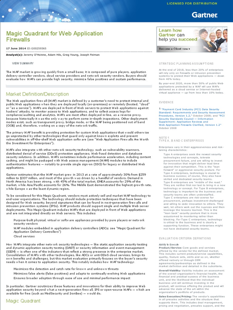 Magic Quadrant For Web Application Firewalls | PDF | Citrix Systems ...