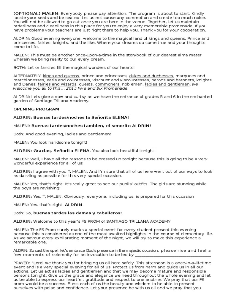 Fs Final Emcee Script | PDF | Prayer | Religion And Belief