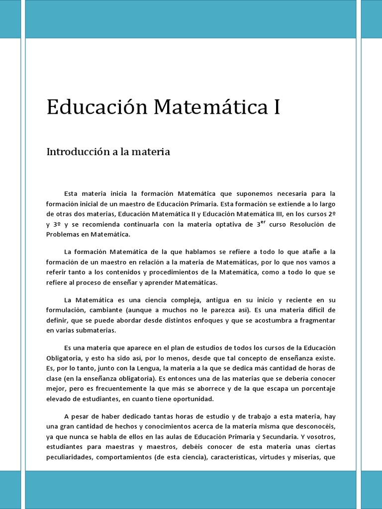 Introduccion Educacion Matematica I | PDF | Sociedad | Importar