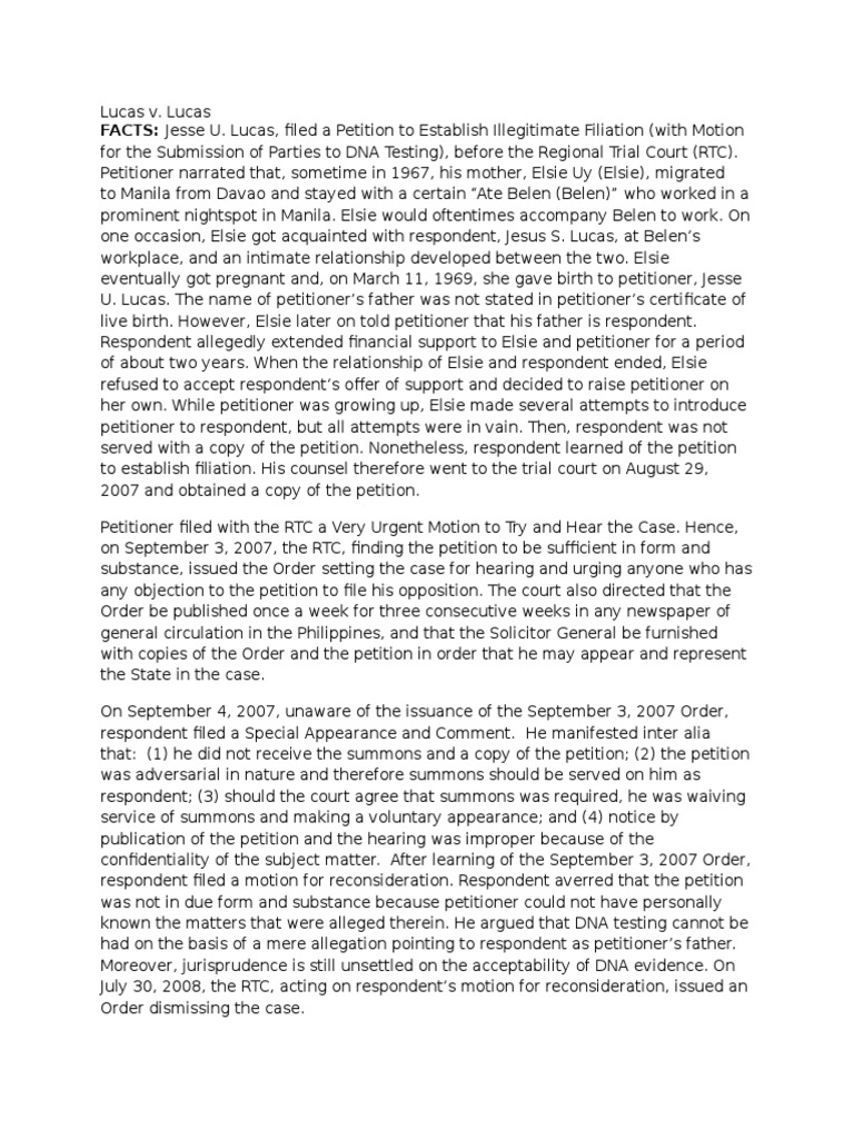 Assignement 3 - 10 Lucas v. Lucas | PDF | Complaint | In Rem Jurisdiction