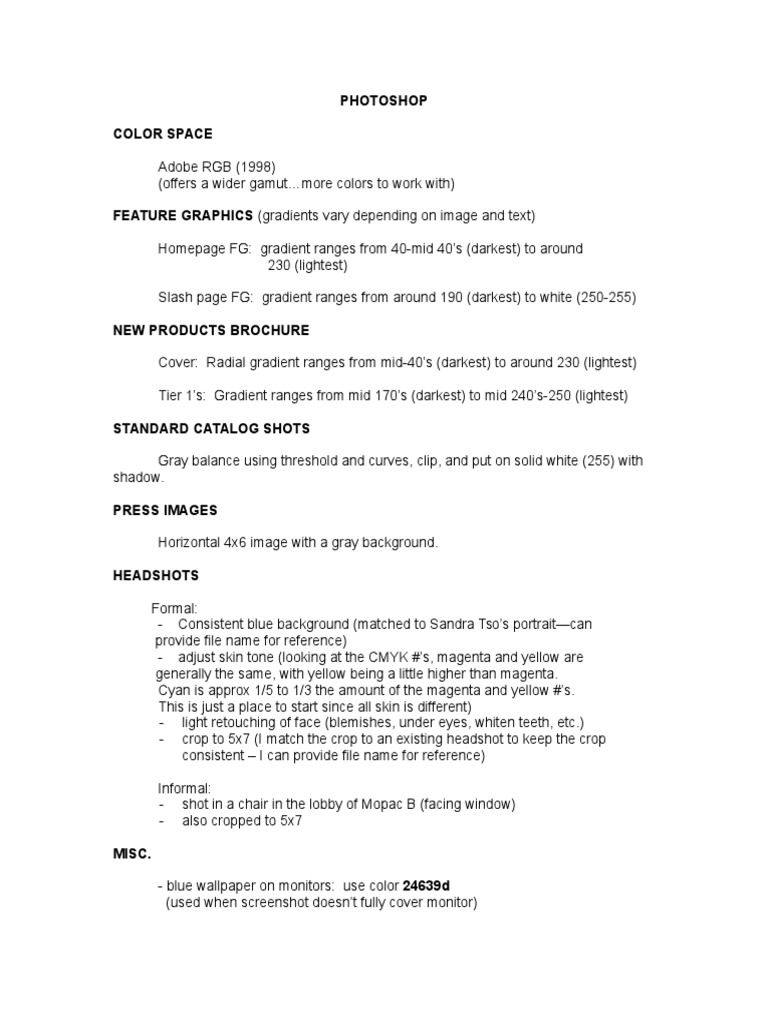 Photoshop Guidelines | PDF