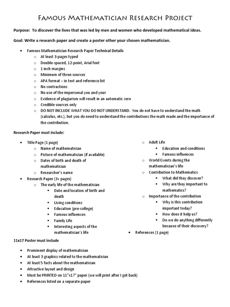 Math Genius Research Project | PDF | Apa Style | Citation