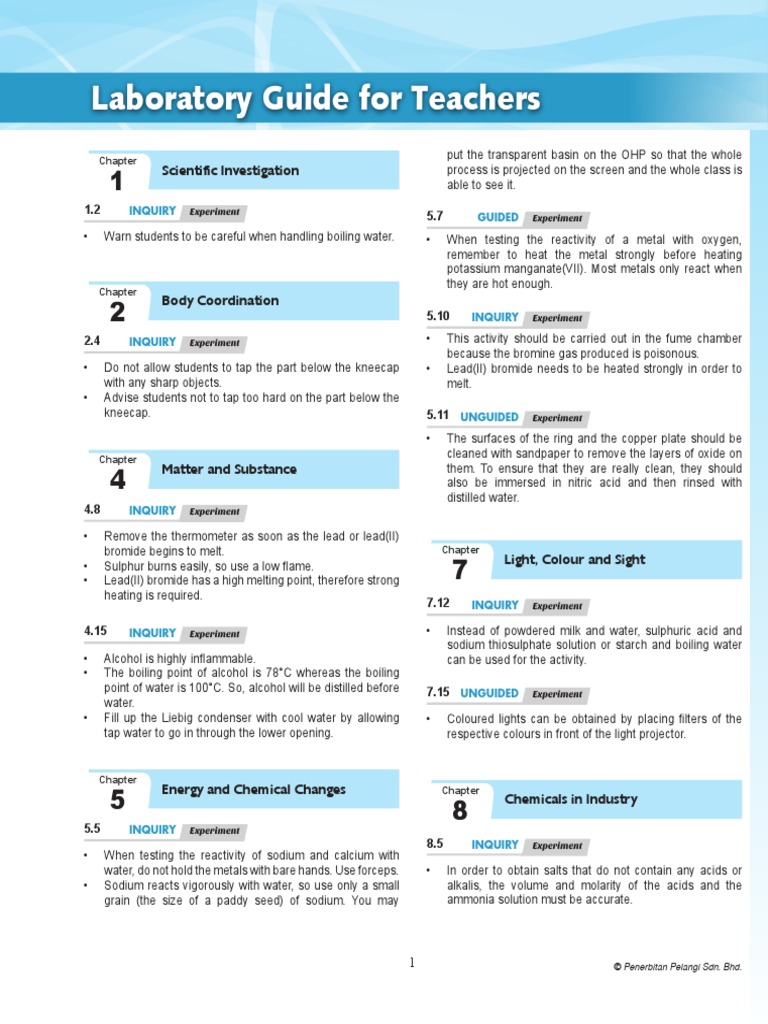 06 Laboratory Guide For Teachers | PDF | Chemical Substances | Sodium