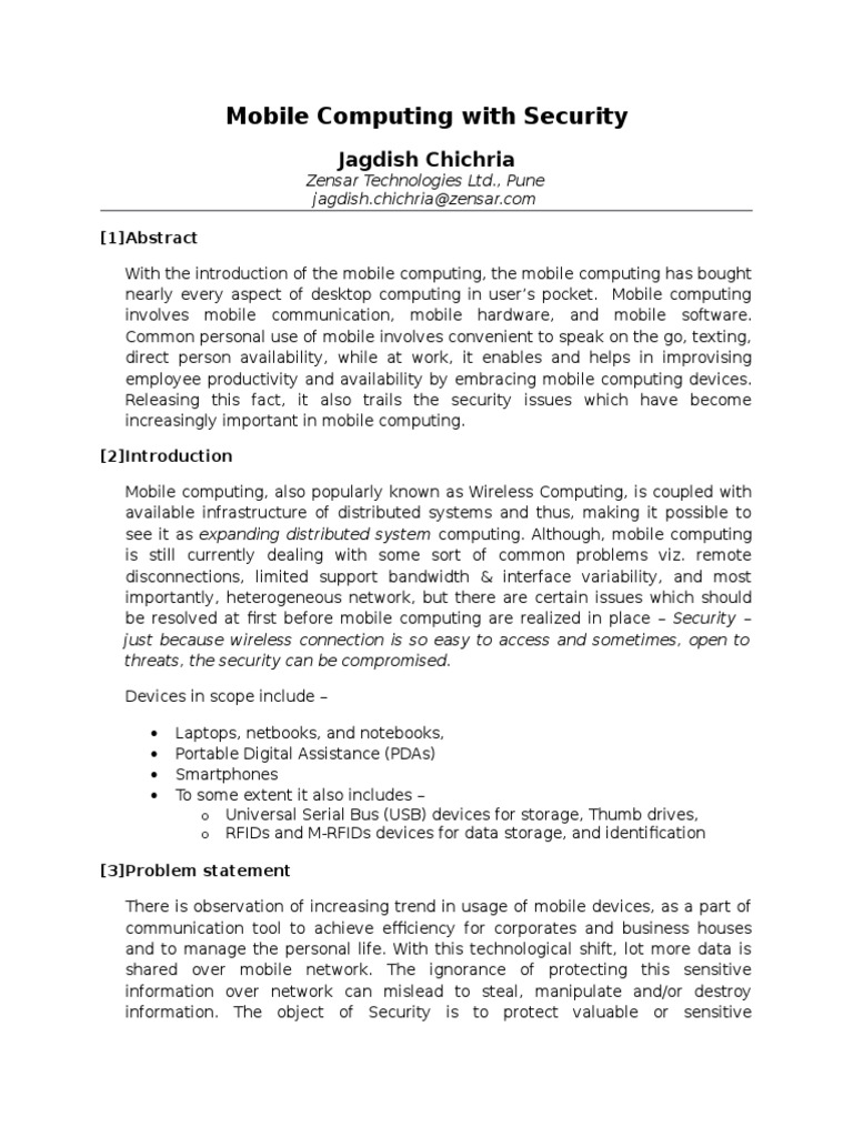 Mobile Computing Security: Understanding the Issues and Designing ...