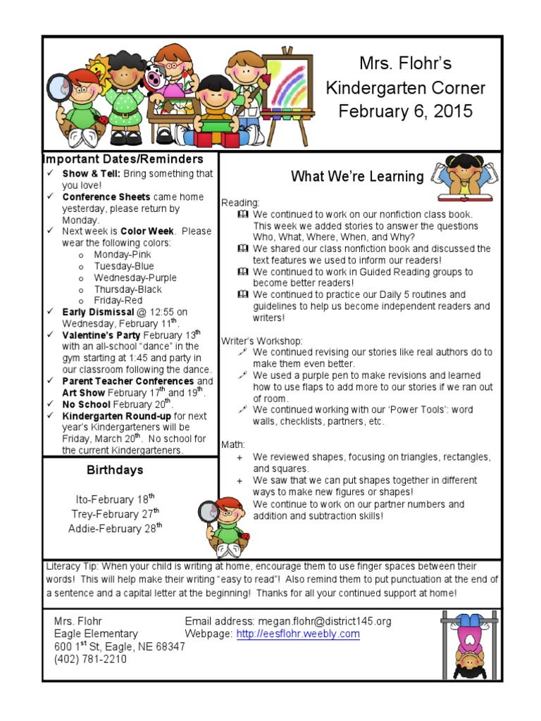 Kindergarten Learning Highlights February 2015 | PDF | Language Arts ...