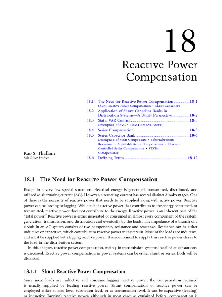 Reactive Power Compensation | PDF | Ac Power | Capacitor