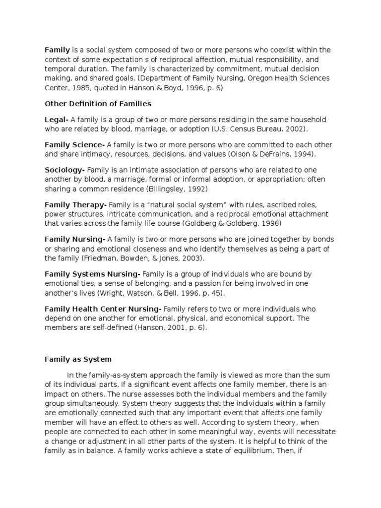 An Analysis of Family Systems Theory: Defining the Family and Exploring ...