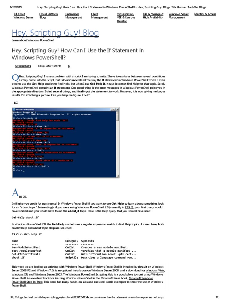 Hey, Scripting Guy! How Can I Use The If Statement in Windows ...