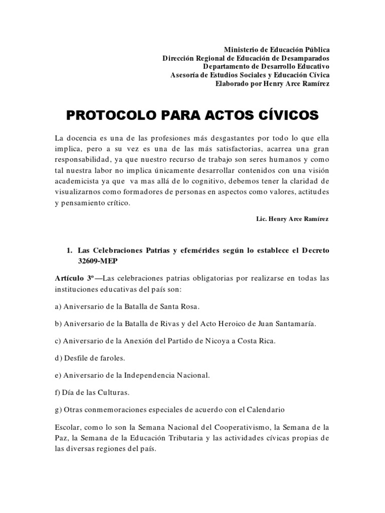 Protocolo para Actos Civicos | PDF